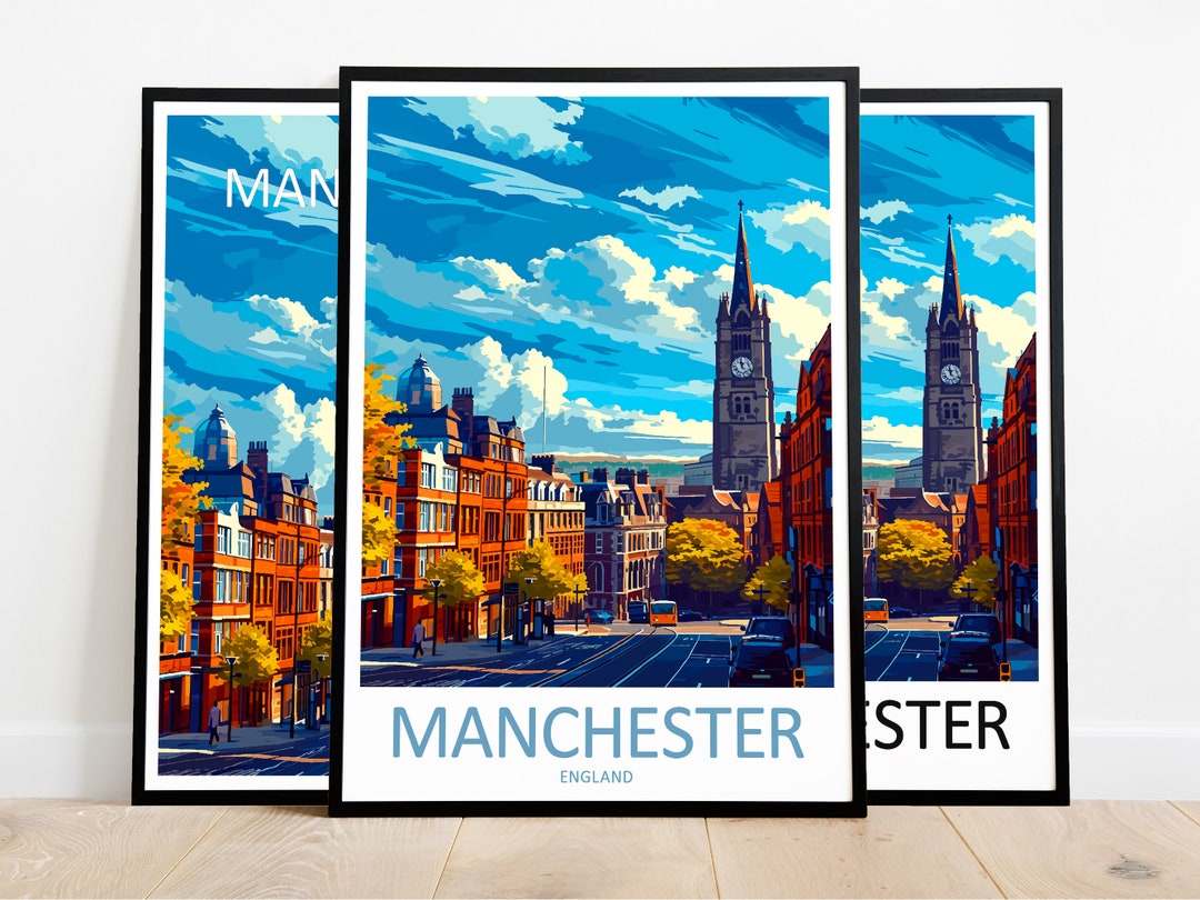 Manchester Travel Poster Manchester Print England Art Print Manchester ...