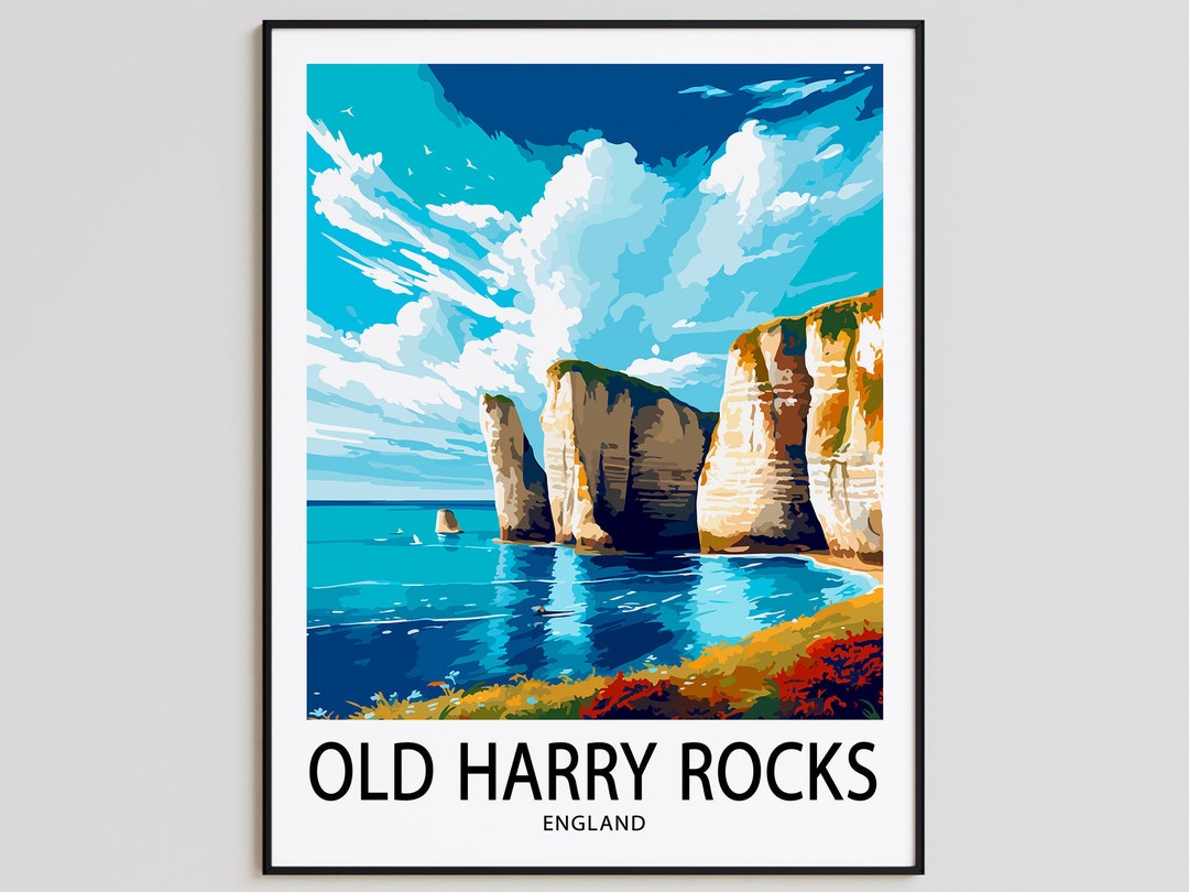 Old Harry Rocks Travel Poster Old Harry Rocks Print England - Etsy