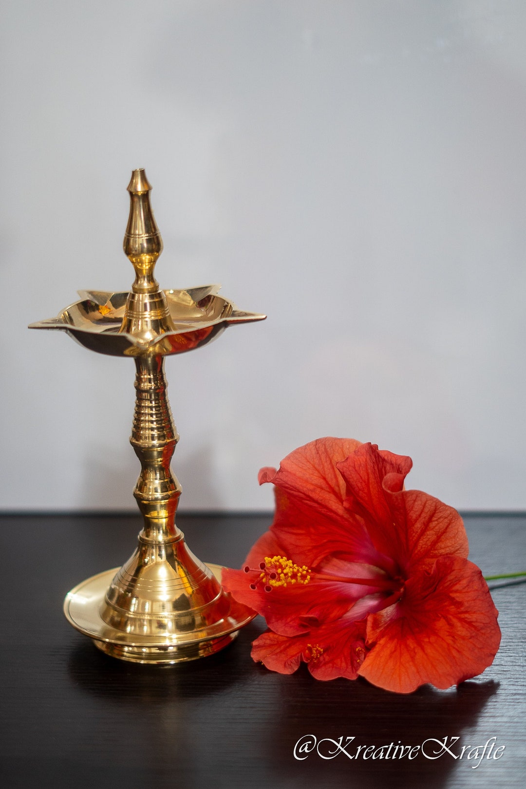Exquisite Kerala Brass Diya, Kuthu Velaku Oil Lamp - Handcrafted for ...