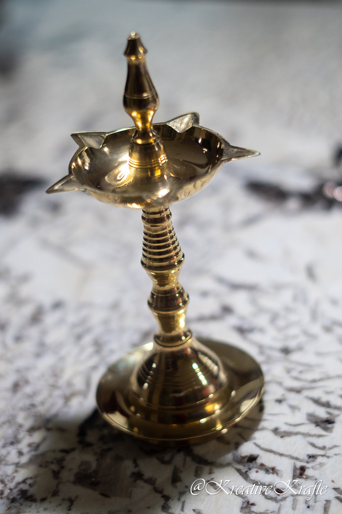 Exquisite Kerala Brass Diya, Kuthu Velaku Oil Lamp - Handcrafted for ...