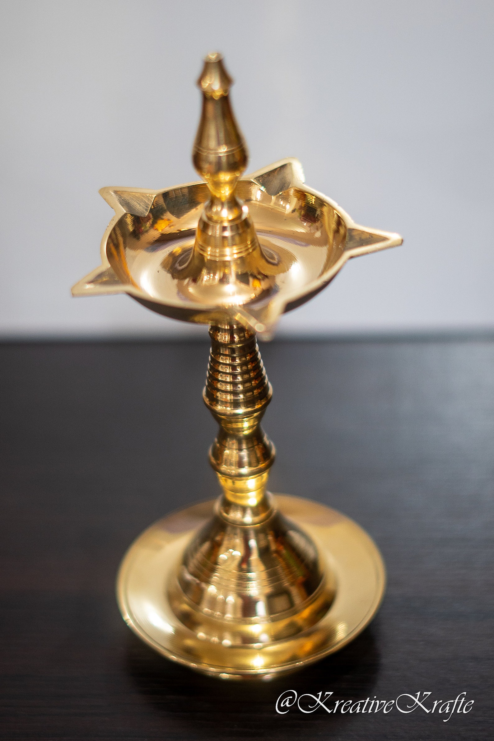 Exquisite Kerala Brass Diya, Kuthu Velaku Oil Lamp - Handcrafted for ...