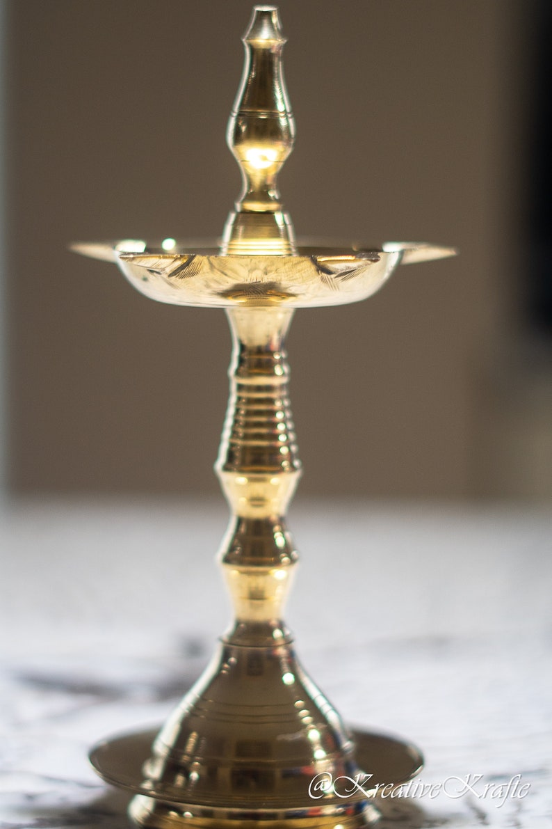 Exquisite Kerala Brass Diya, Kuthu Velaku Oil Lamp - Handcrafted for ...