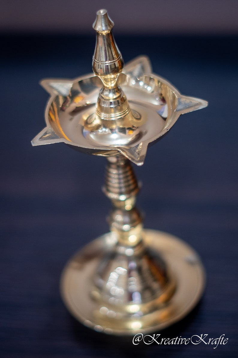 Exquisite Kerala Brass Diya, Kuthu Velaku Oil Lamp - Handcrafted for ...