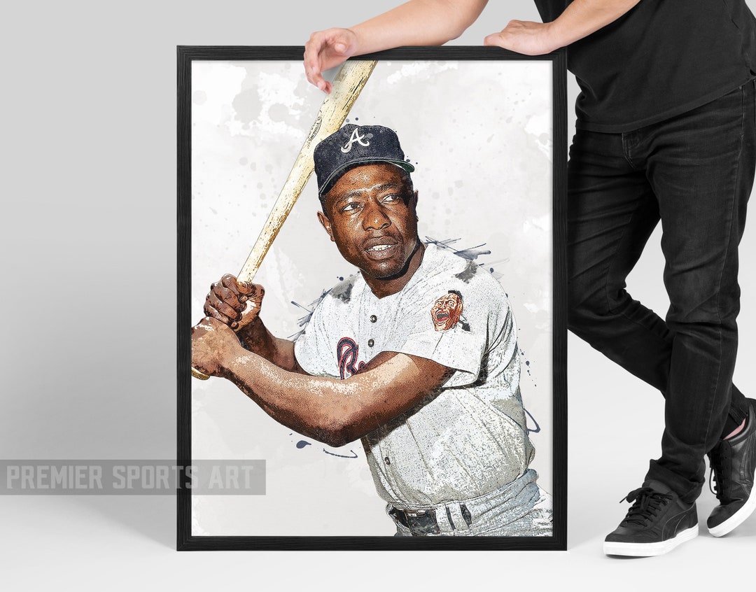 Hank Aaron Atlanta Braves Poster/canvas Print, Baseball Art, Man Cave ...