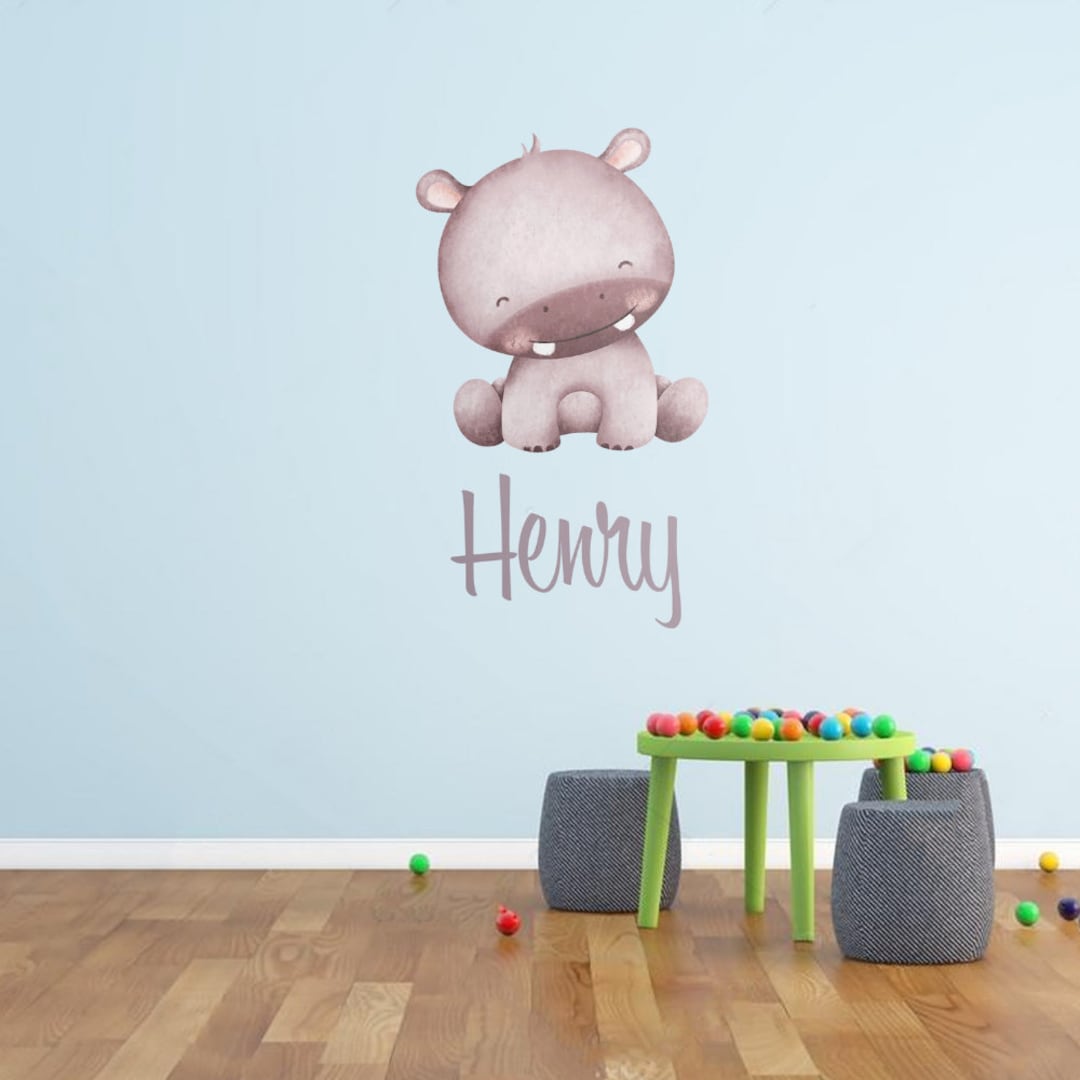 Personalised Vinyl Baby Hippo Wall Decal Sticker - Etsy