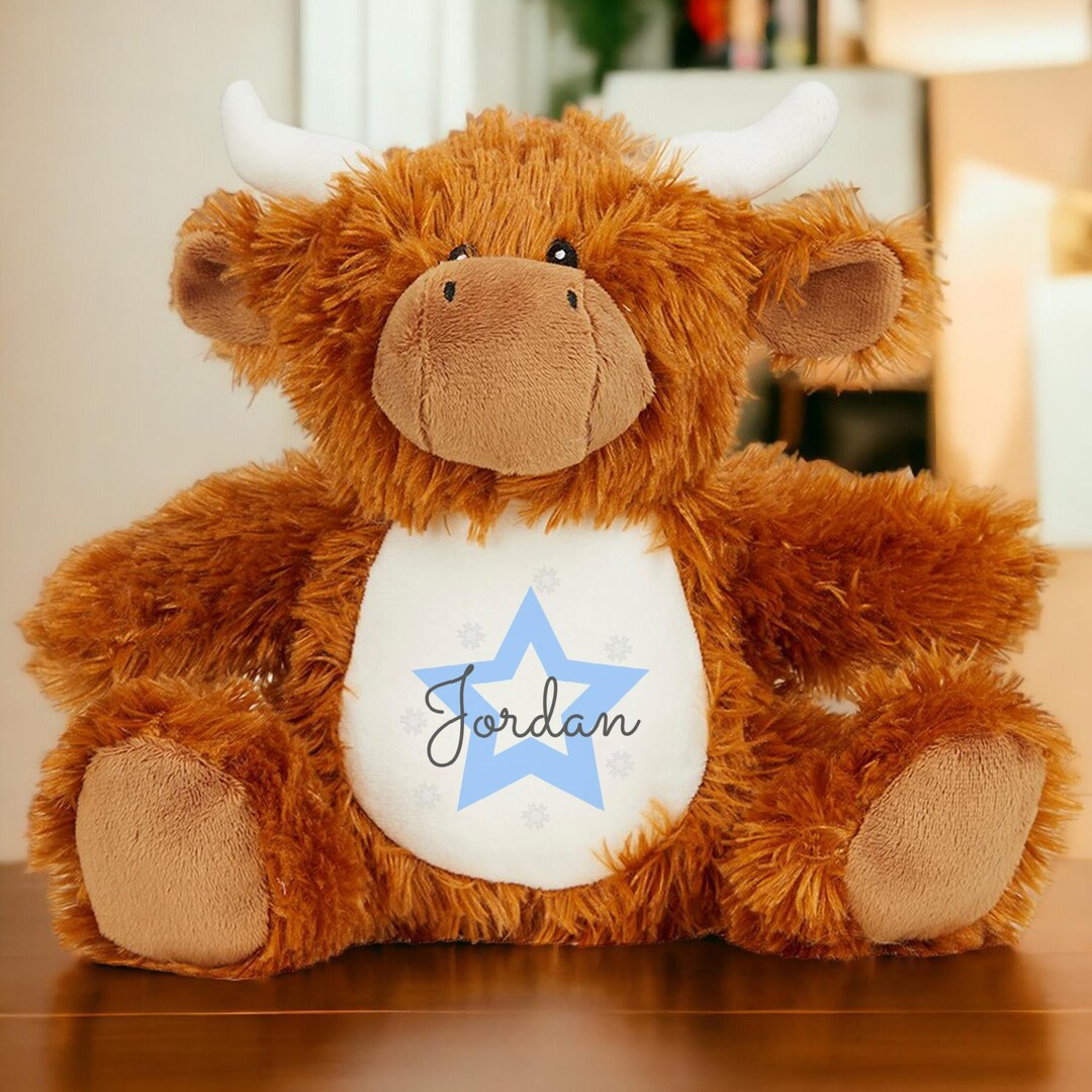 Personalised Yellow Blue & Silver Stars Soft Toy | Personalised Plush ...
