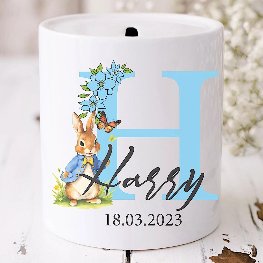 Personalised Money Box - Peter Rabbit Baby Boy - Newborn Gift - Baby ...