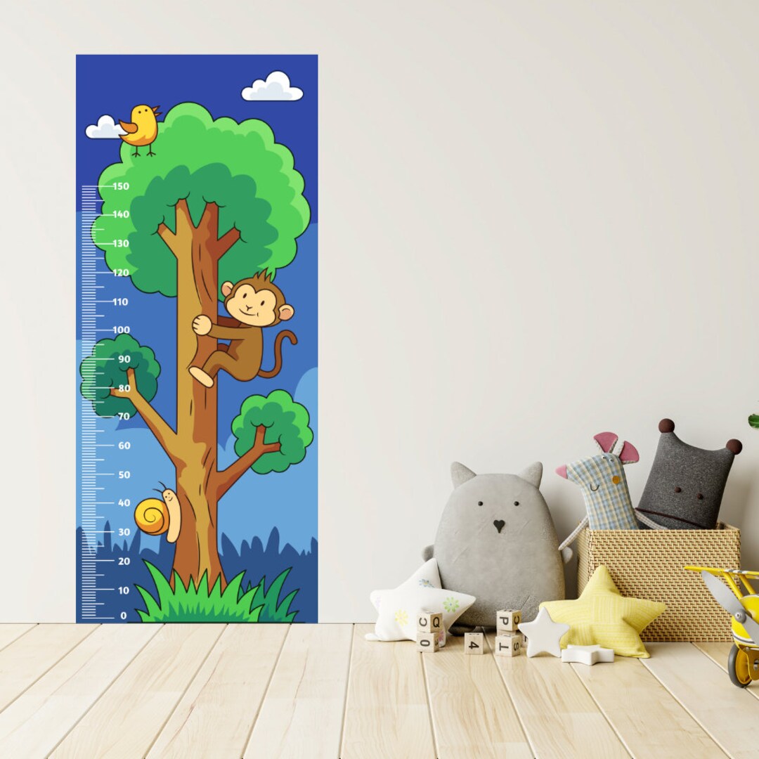 Monkey Height Chart Decal Wall Sticker - Etsy