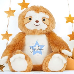 Personalised Yellow Blue & Silver Stars Soft Toy | Personalised Plush ...
