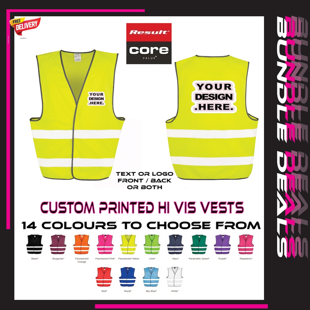 Personalized Hi-vis Safety Vest: Custom Text & Logo, Fast UK Delivery ...