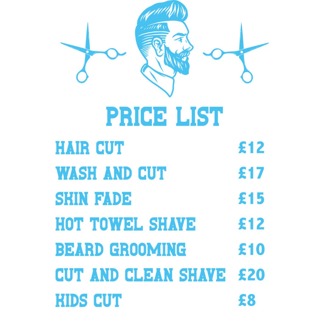 Barber Price List Decal Wall Sticker - Etsy