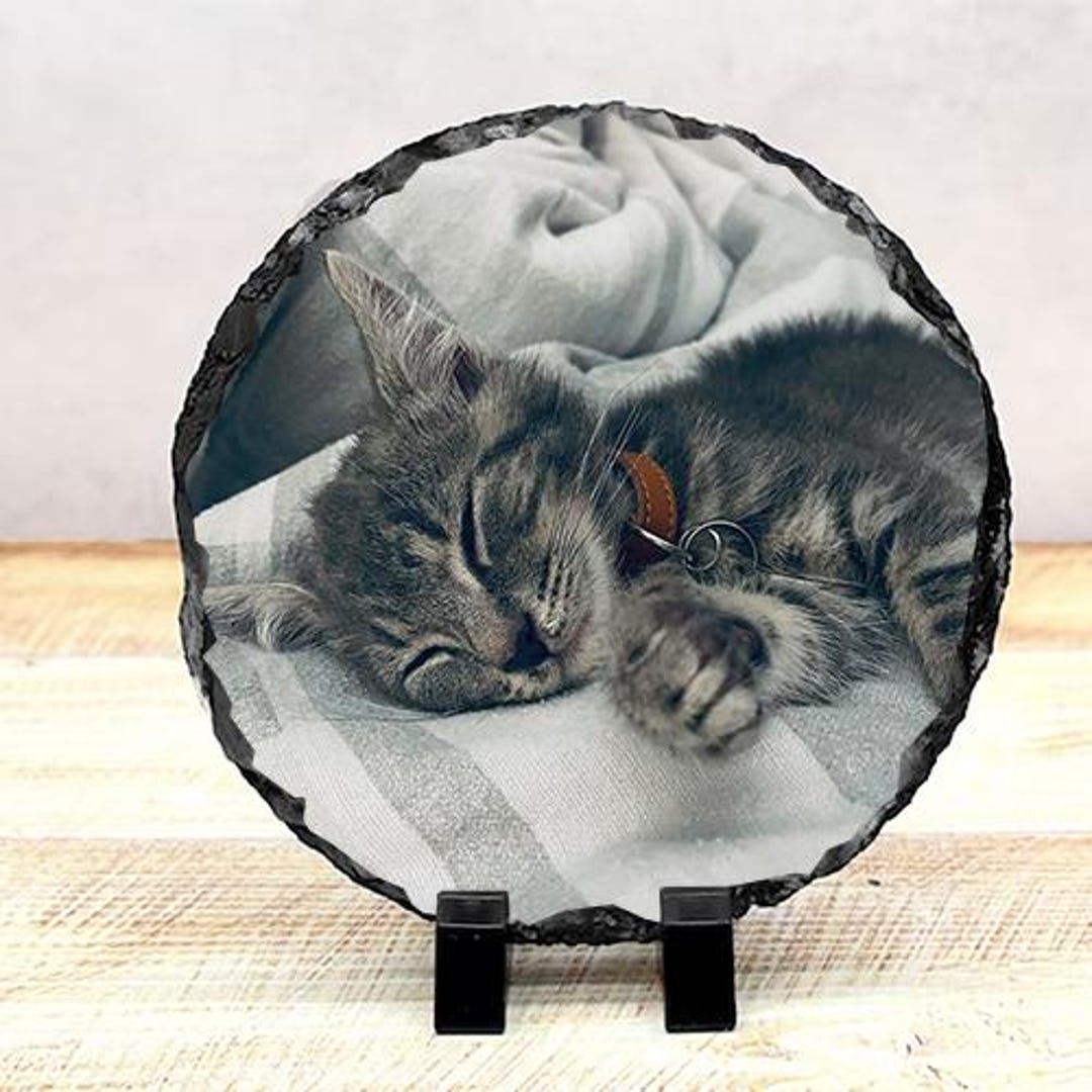 Personalised Circular Slate With Stand - Etsy