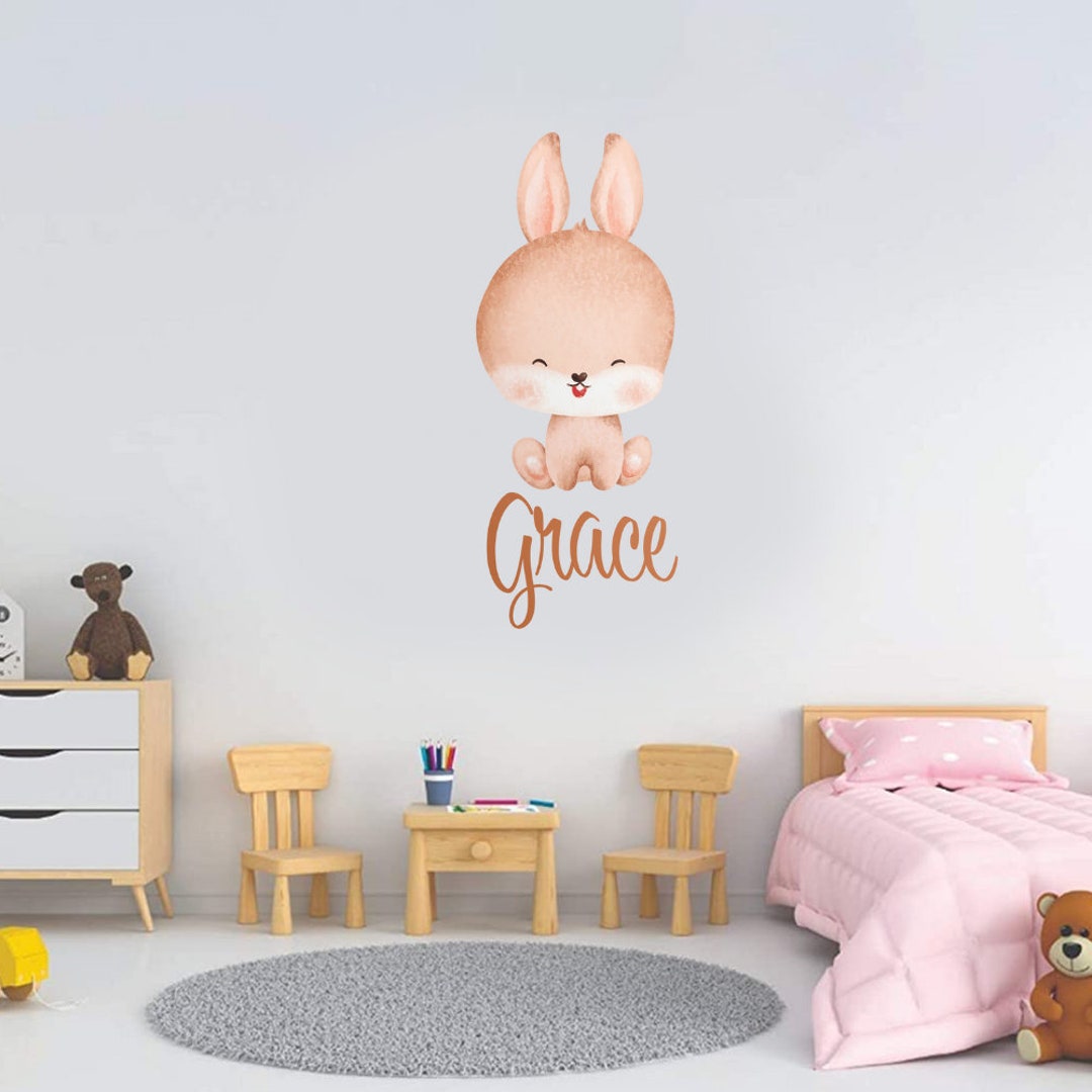 Personalised Vinyl Baby Bunny Wall Decal Sticker - Etsy