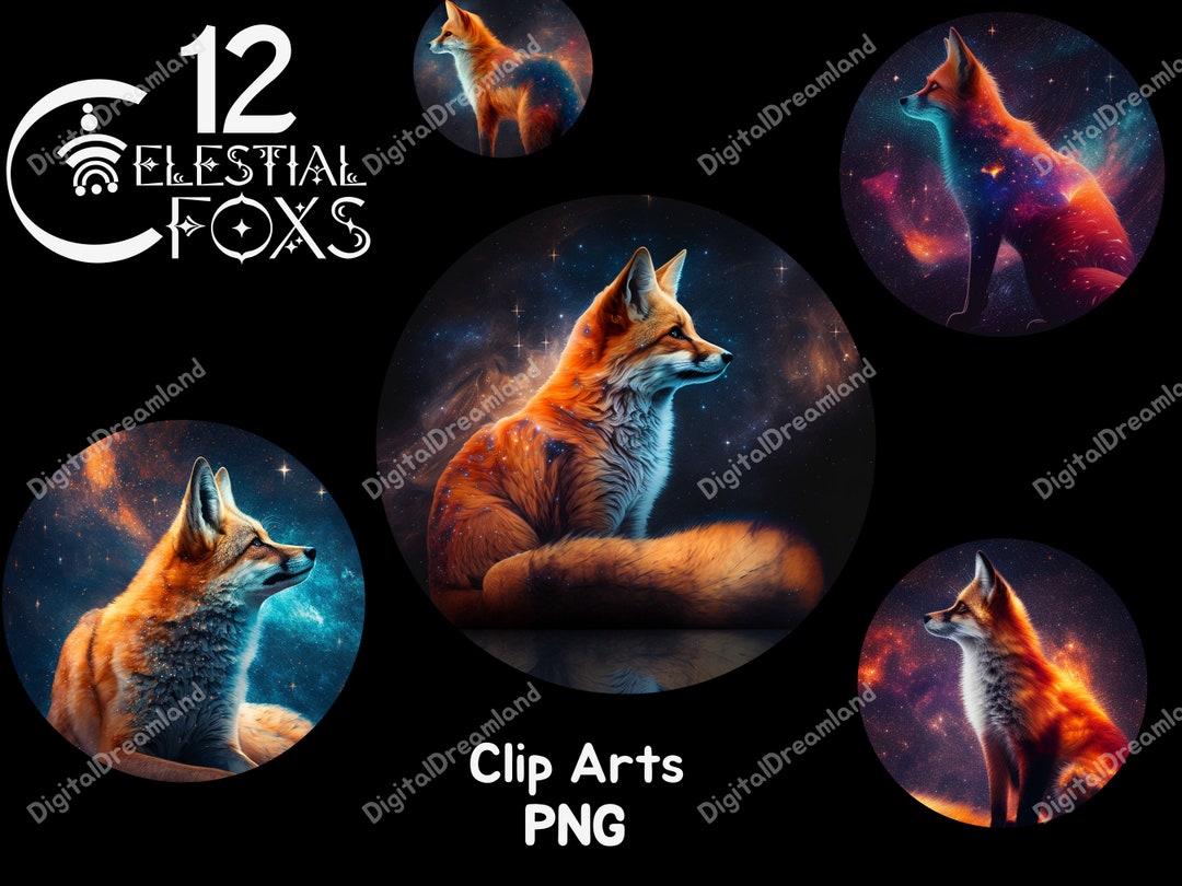 Celestial Red Fox Clipart, Fox Png, Magic Clip Art, Mystical Clipart ...