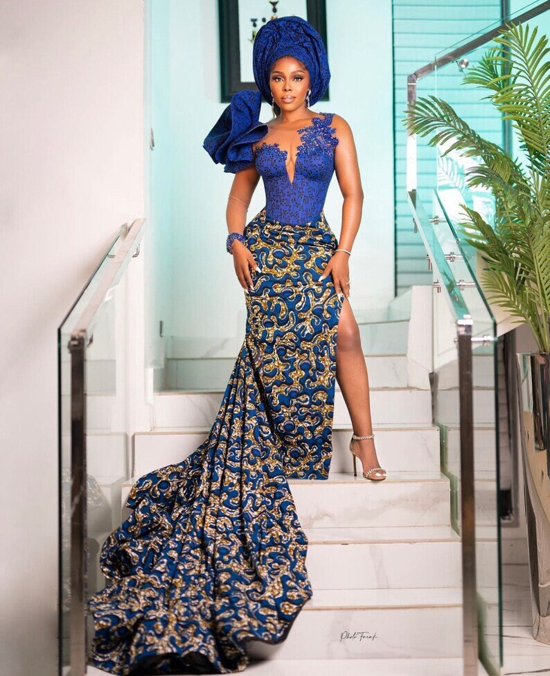 Ankara Corset Dress African Wedding Reception Dress Ankara Evening
