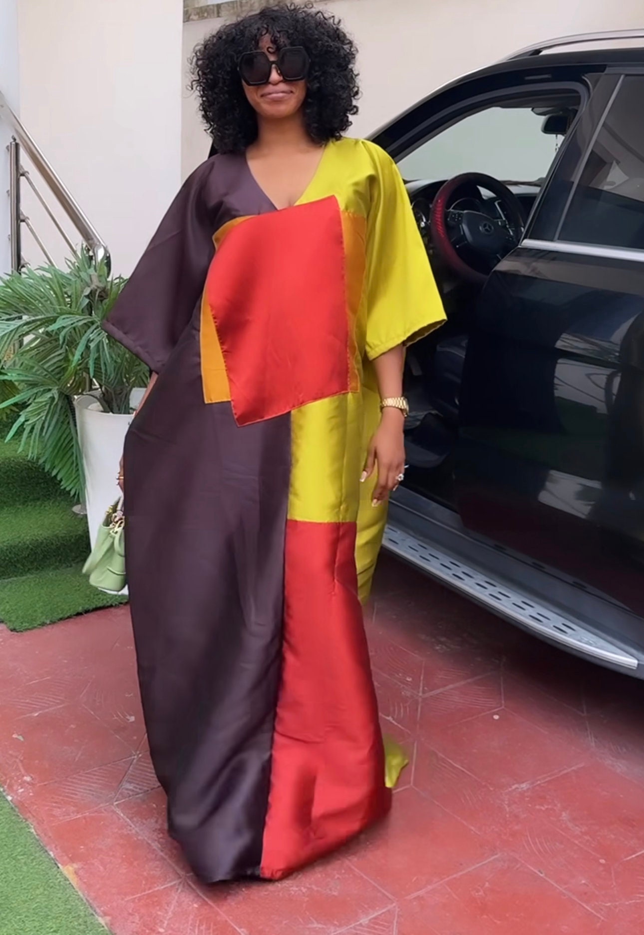 Luxury Mikado Silk Boubou With Scarf, African Bubu Dress, Mikado Bubu ...