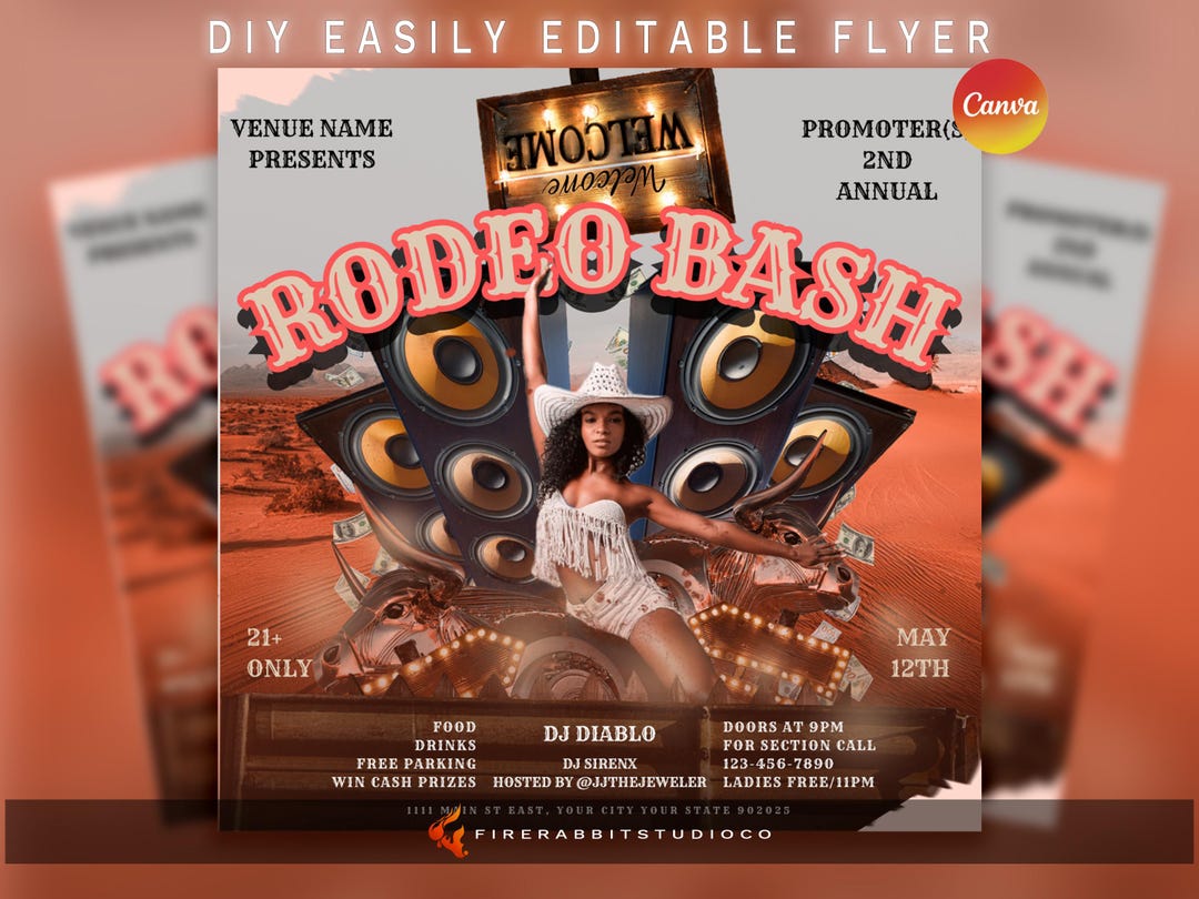 Rodeo Party Flyer: Editable Western Social Media Announcement (canva ...
