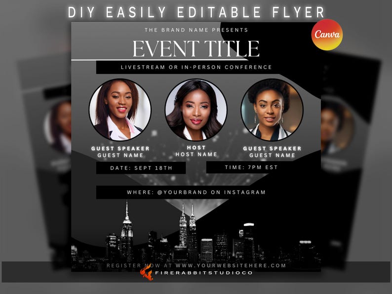 Editable Event Flyer Template: Conference, Livestream, Brunch (canva ...
