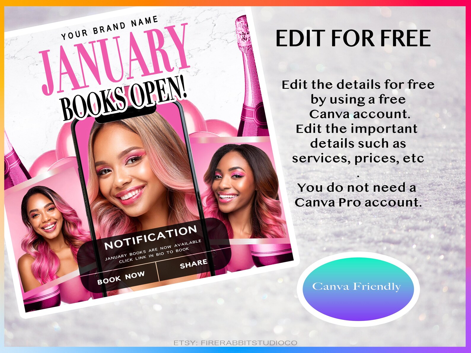 January Booking Flyer, Jan Flyer, New Year Specials Flyer, January ...