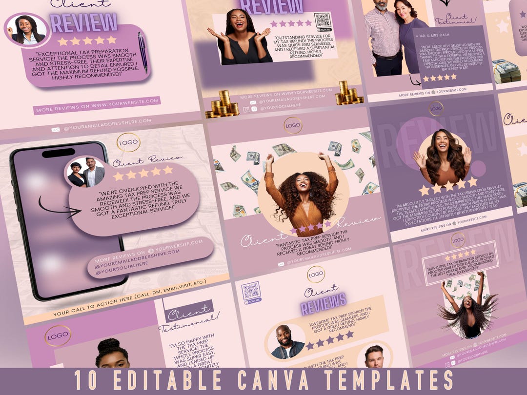 Tax Service Client Review Flyer Templates (canva Editable) - Etsy