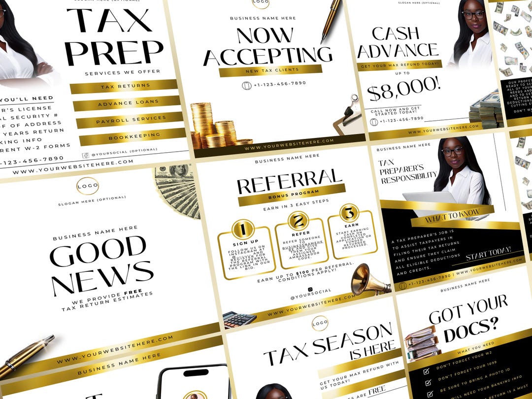 10 Tax Professional Flyers Bundle, Tax Prep Marketing, Tax Canva ...