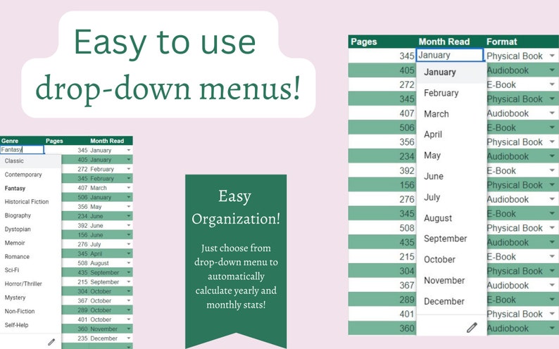 Reading Tracker Spreadsheet | Google Sheets Spreadsheet Digital ...