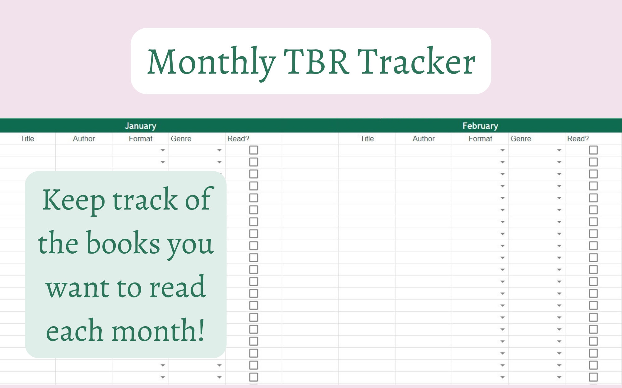 Reading Tracker Spreadsheet | Google Sheets Spreadsheet Digital ...