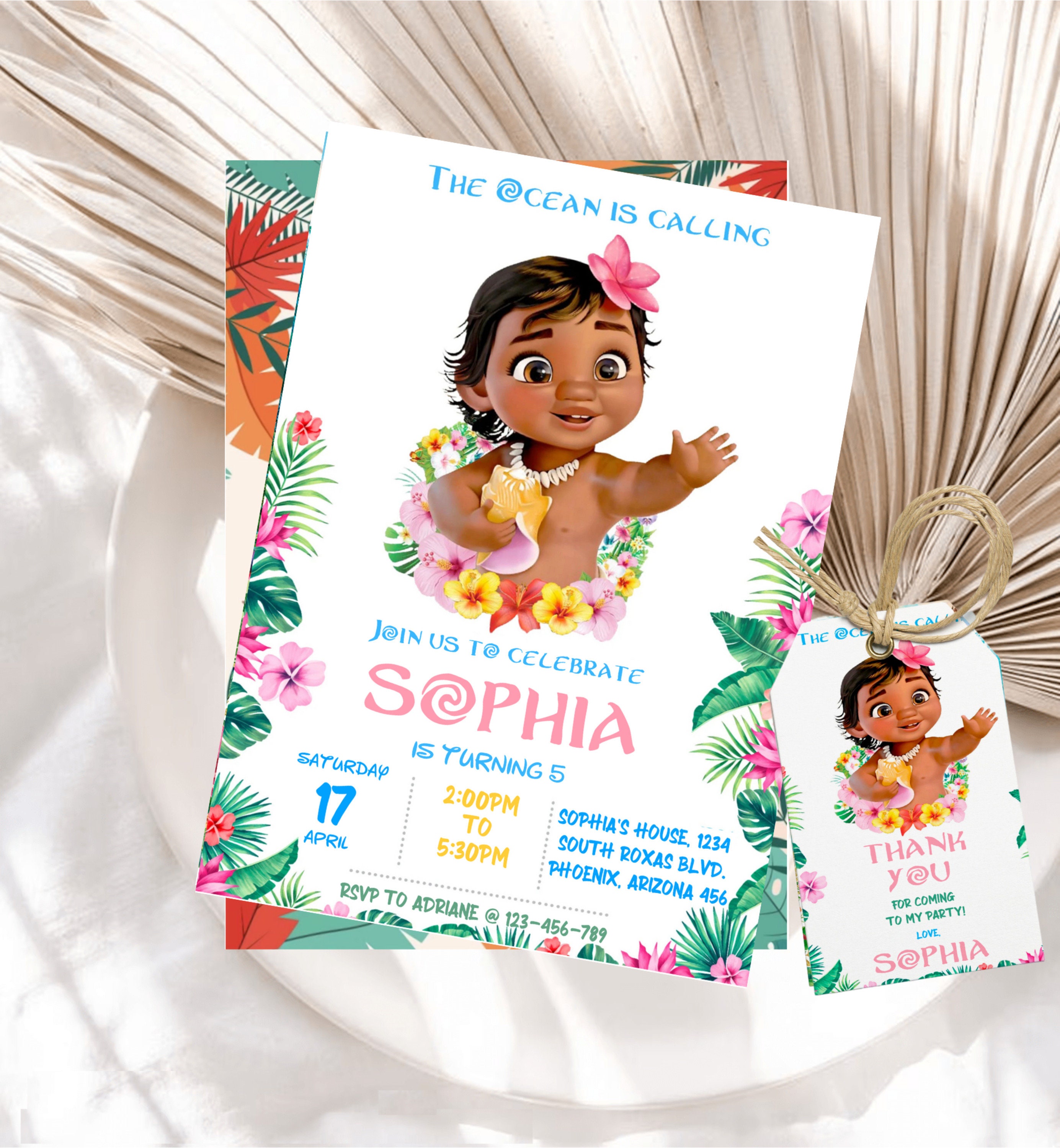 Plantilla de invitación de cumpleaños de Moana editable - Etsy México