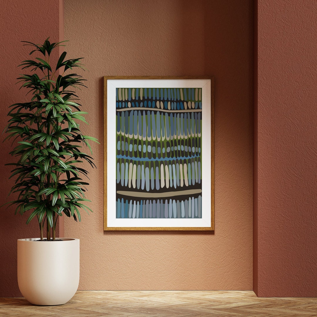 Blue Green Tones Extra Large Wall Art, Abstract Poster, Housewarming ...