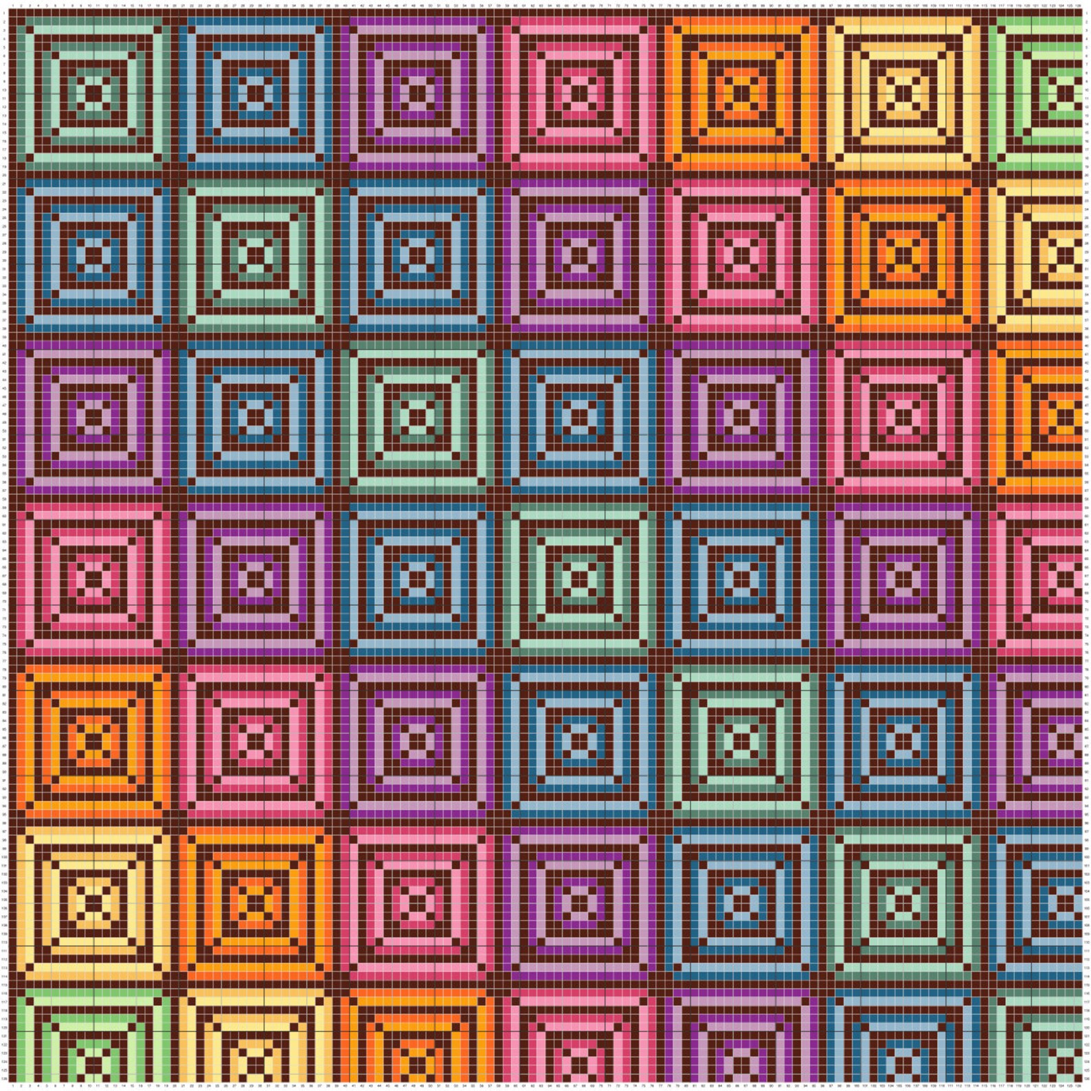 Colorful Square Cross-stitch Pattern Digital Download - Etsy
