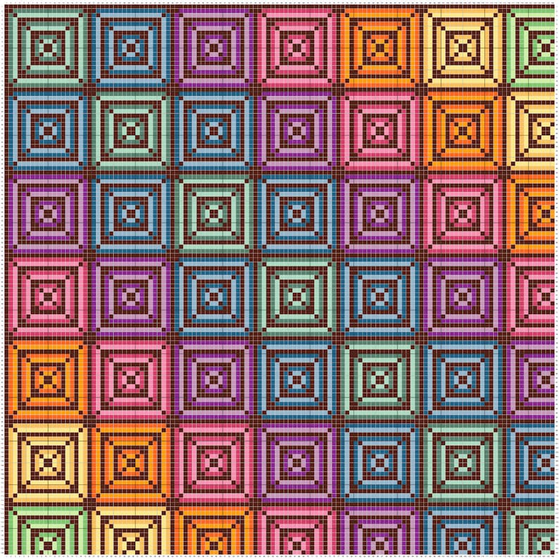 Colorful Square Cross-stitch Pattern Digital Download - Etsy