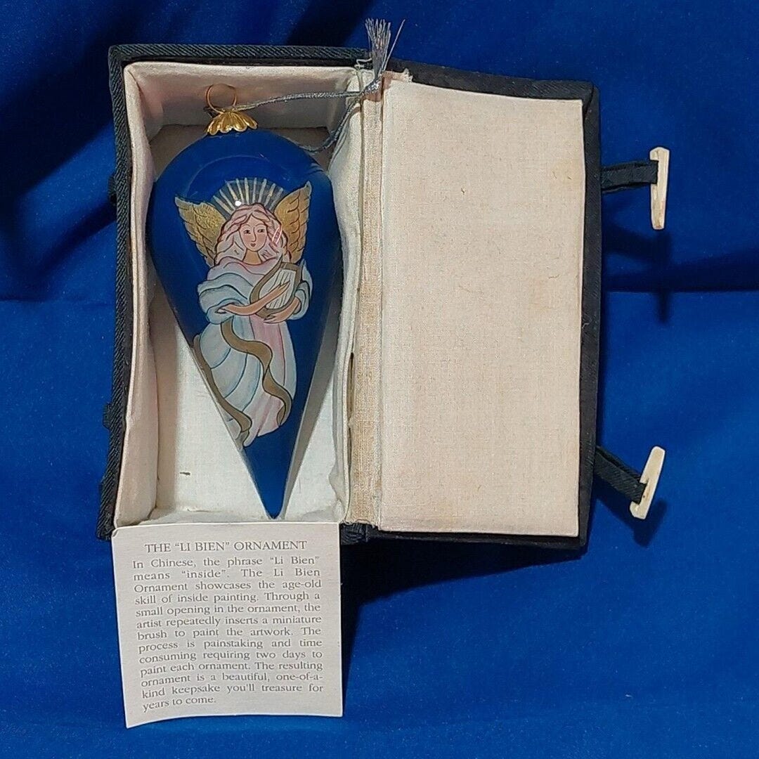 Li Bien Angel Hand Painted Glass Christmas Ornament 5 Inch Tear Drop by ...