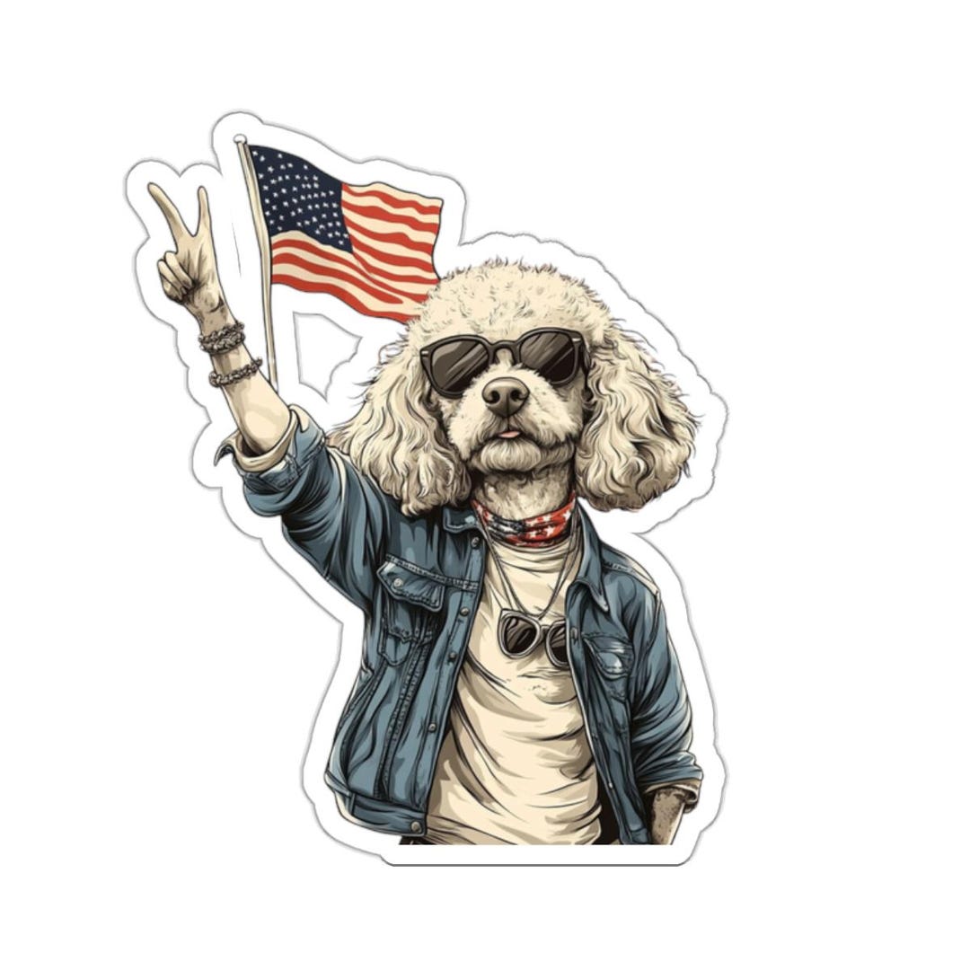 Cool Poodle Sticker | Groovy Dog Art Decal With Peace Sign | Cute ...