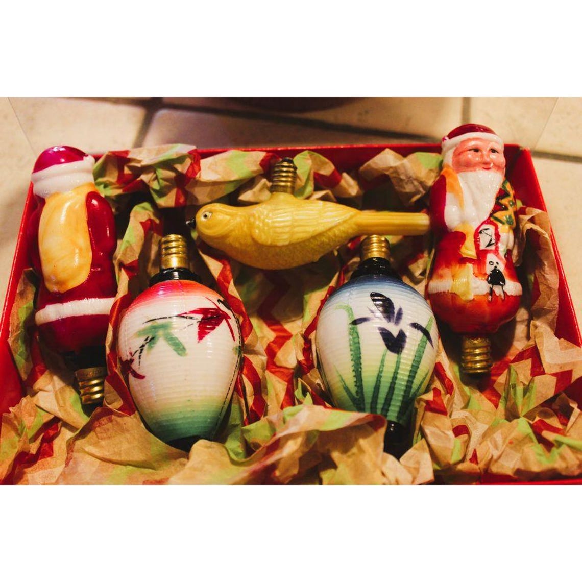 Five - Rare, Vintage Milk Glass Figural Christmas Light Bulbs / 1940's ...