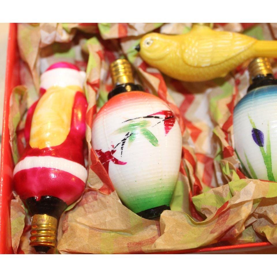 Five - Rare, Vintage Milk Glass Figural Christmas Light Bulbs / 1940's ...