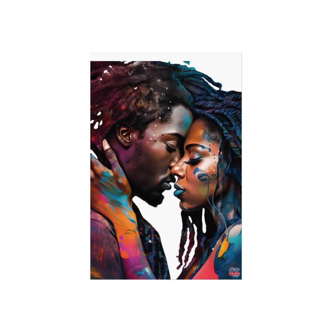 Black Love With Locs Fine Art Poster, African American Wall Art Print ...