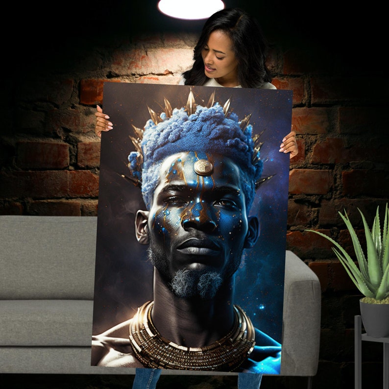 Afrofuturistic African Black King Unframed Poster, Black Man Wall Art ...