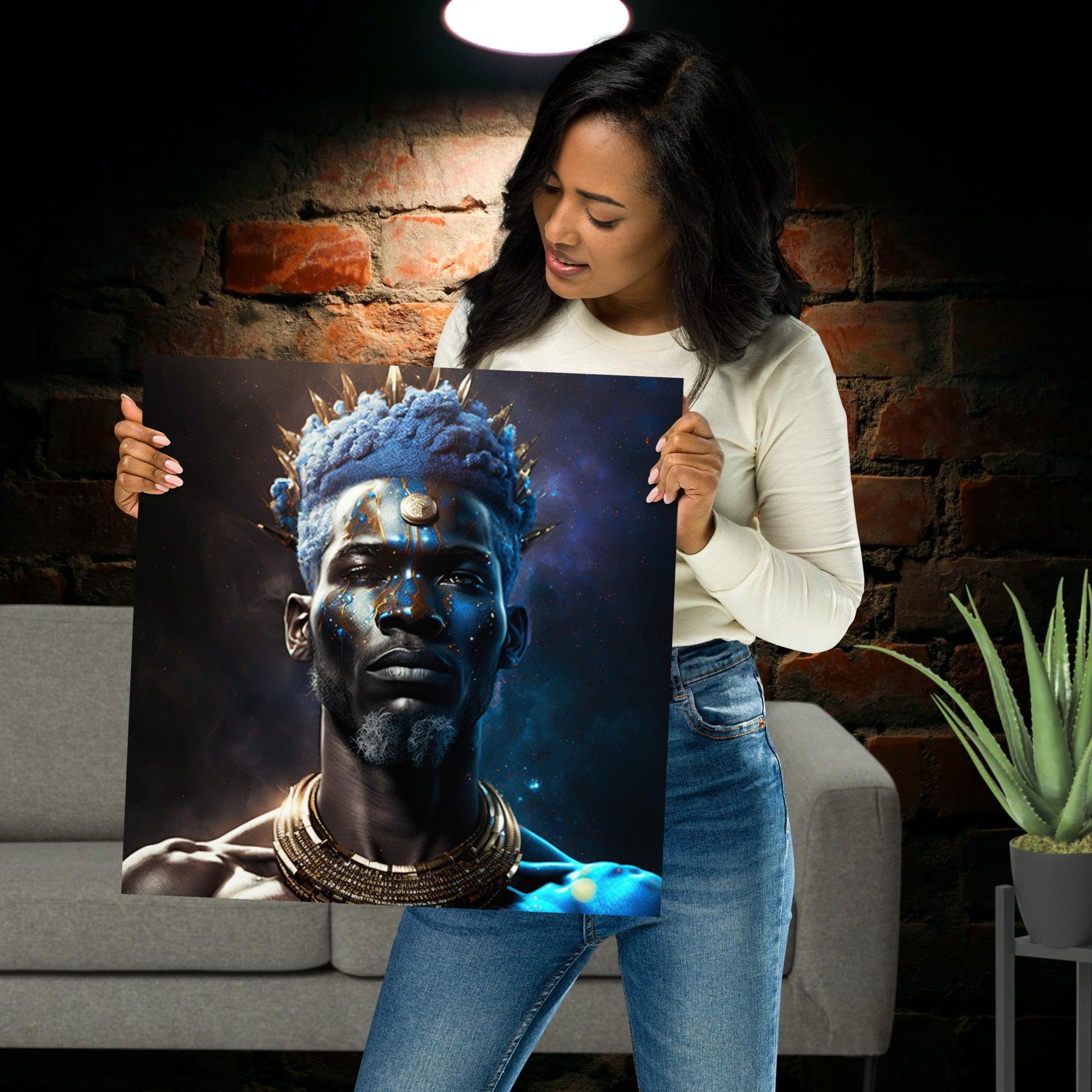 Afrofuturistic African Black King Unframed Poster, Black Man Wall Art ...