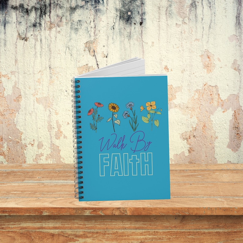 Walk by Faith Spiral Notebook, Faith Notebook, Bible Journal, Prayer ...