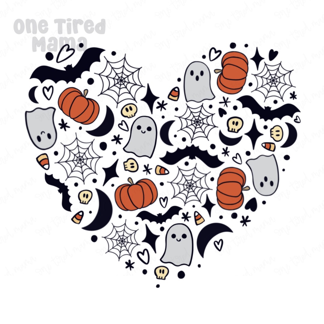Halloween Heart Collage PNG Digital Design Screen Print Filesfree ...