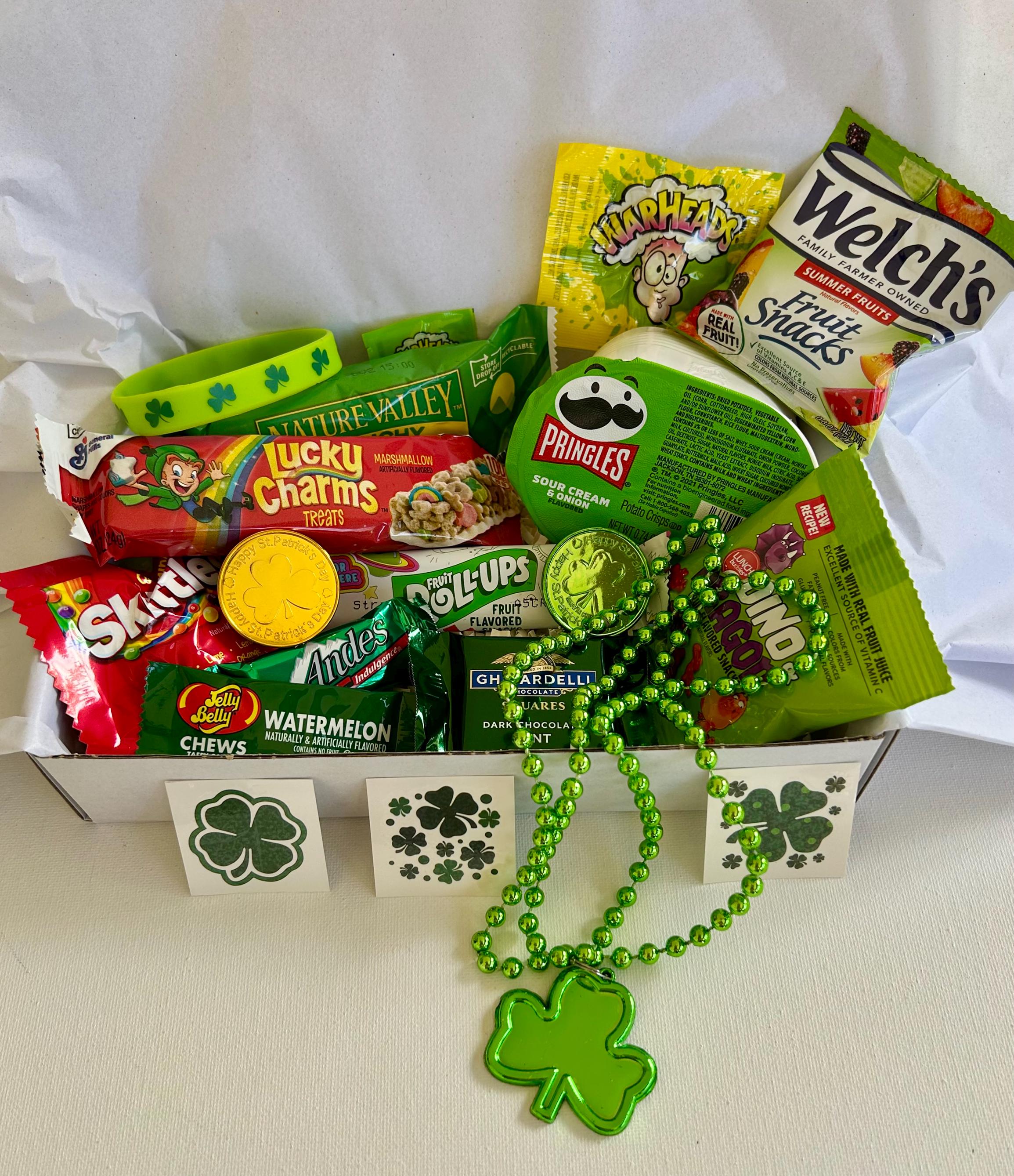 St. Patrick's Day Treat Box, Snack Box, Lucky Charms, Green Themed Gift ...