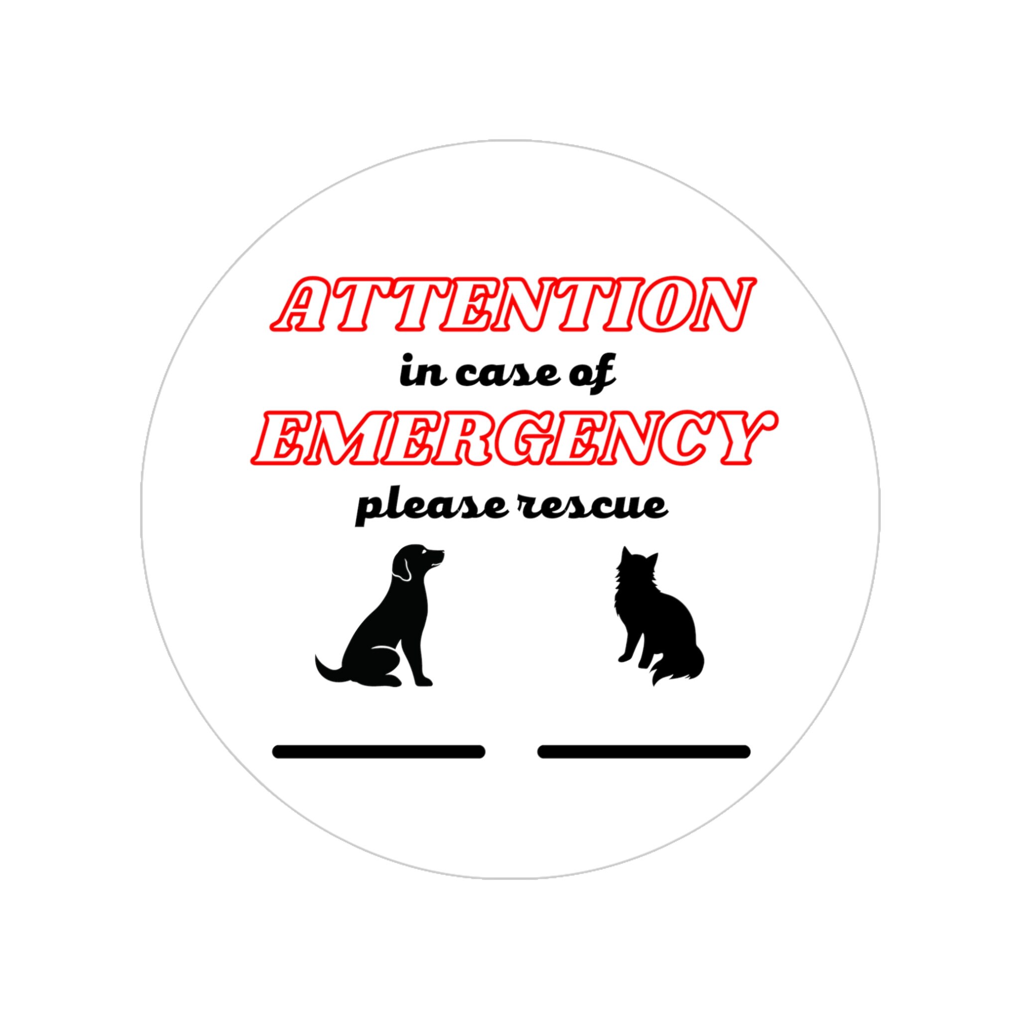Pet Emergency Decal for Dog and Cat Owners in Case of Emergency Safety ...