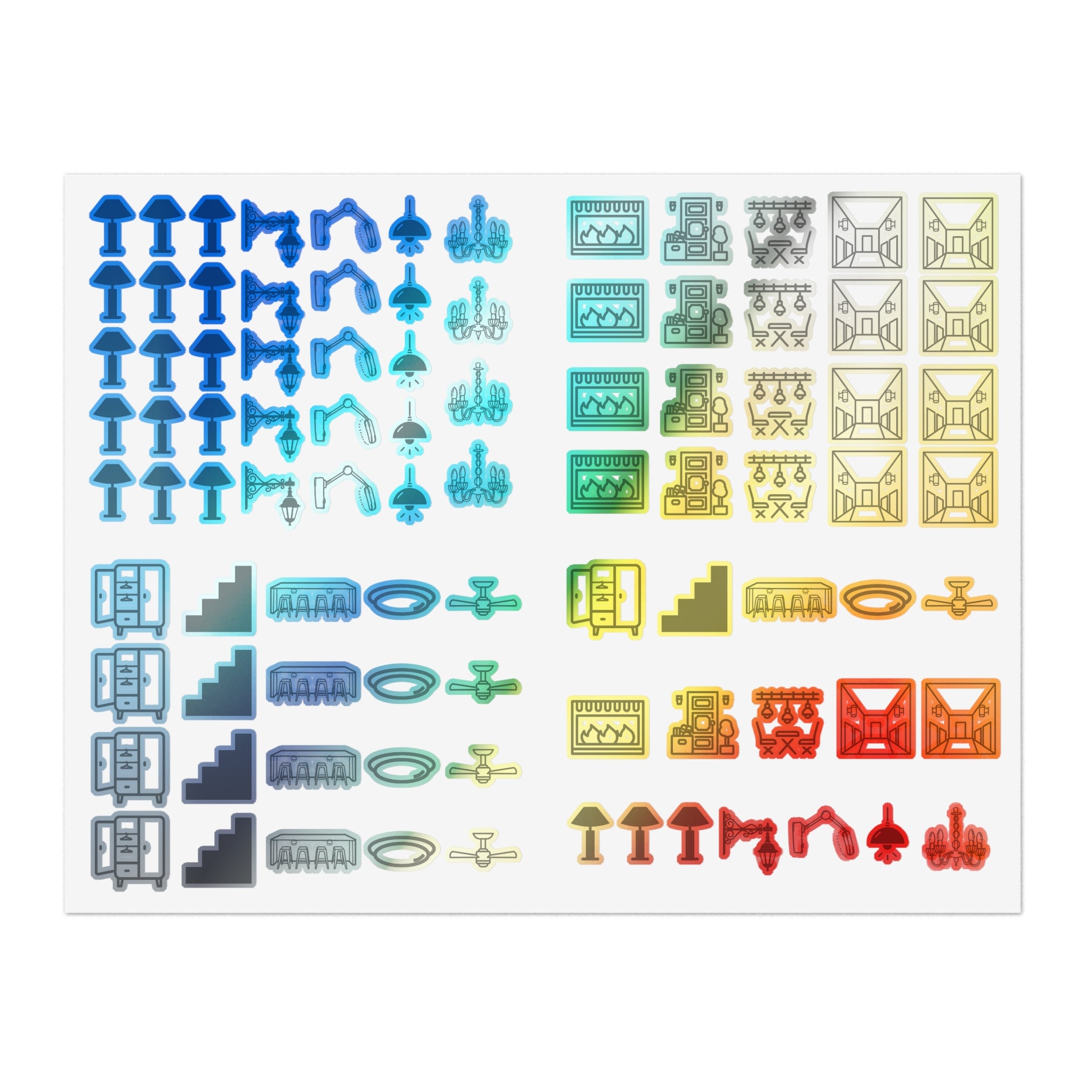 Customizable Light Switch Label Holographic Sticker Sticker Sheet White ...