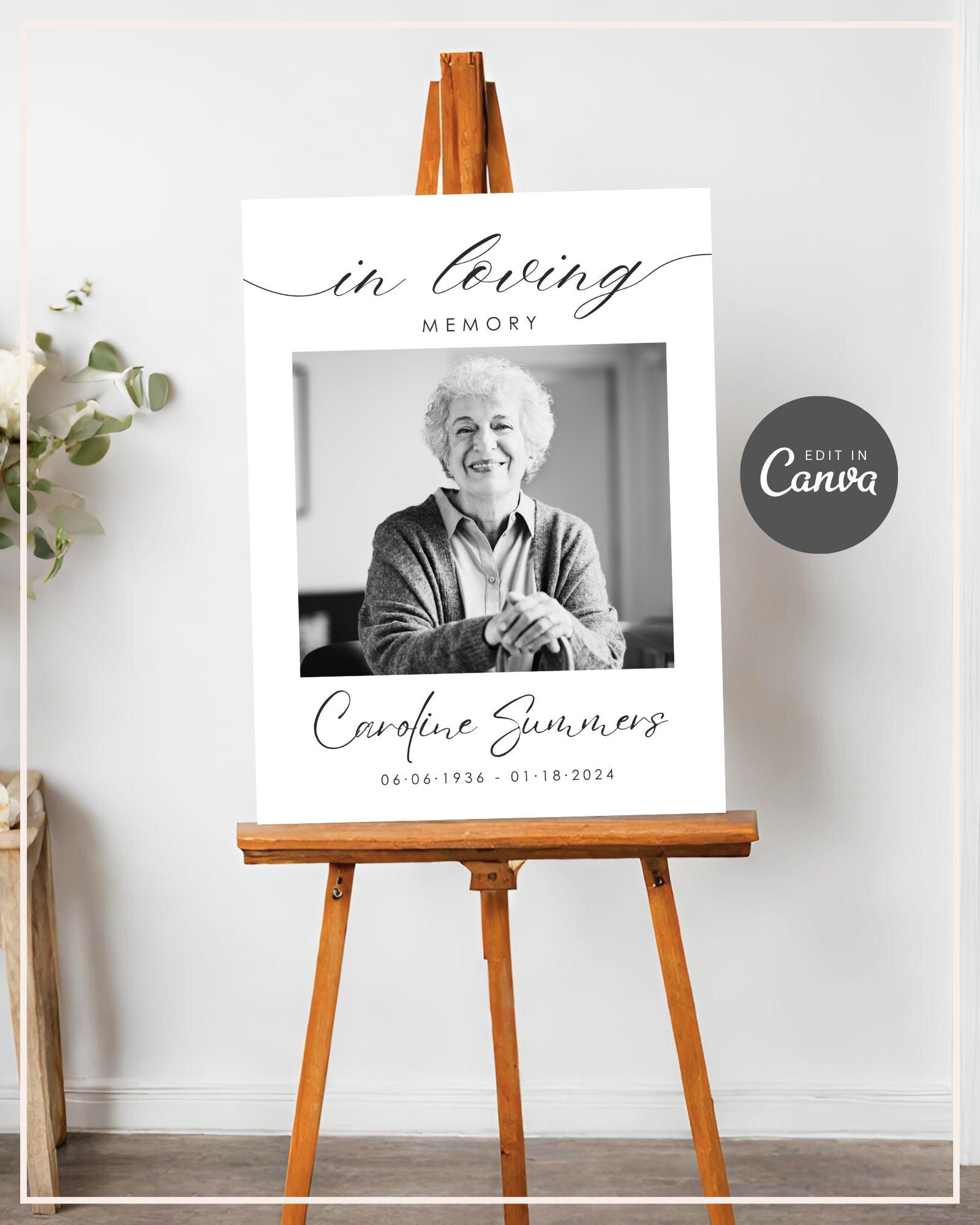 Funeral Welcome Sign, Black & White Minimalistic for Celebration of ...