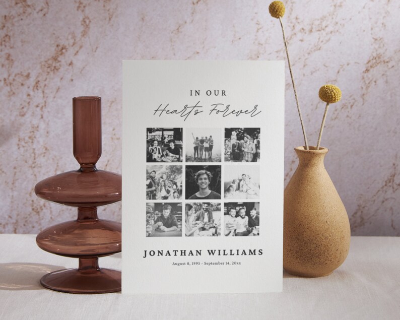 Funeral Photo Collage Table Sign, Canva Template, in Loving Memory ...