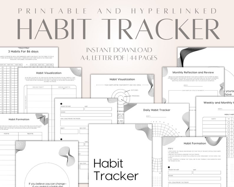 Habit Tracker imprimable, Habit Tracker Digital Download, Healthy ...