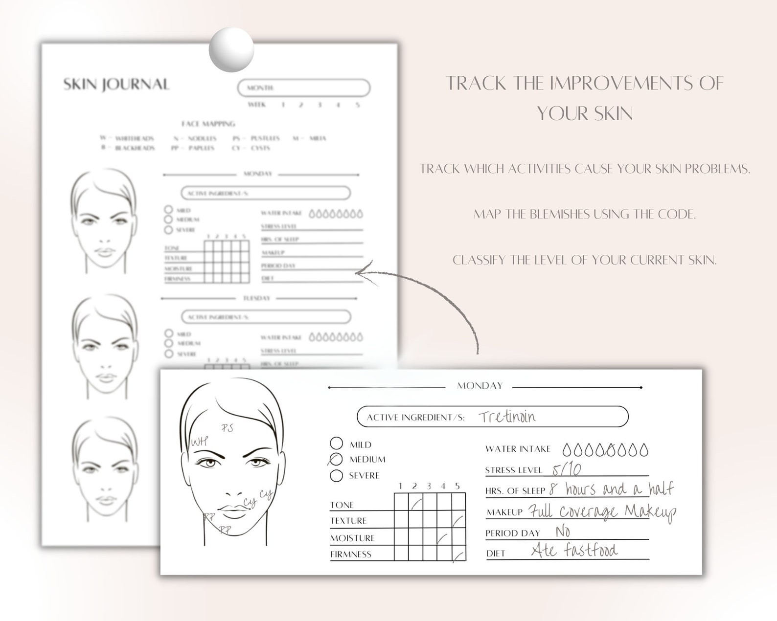 Skincare Planner, Skincare Routine Planner, Printable Skin Care Planner ...