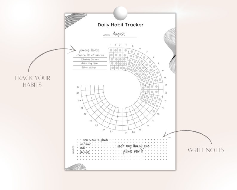 Habit Tracker Printable, Habit Tracker Digital Download, Healthy Habits ...