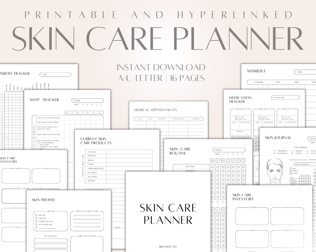 Skincare Planner, Skincare Routine Planner, Printable Skin Care Planner ...