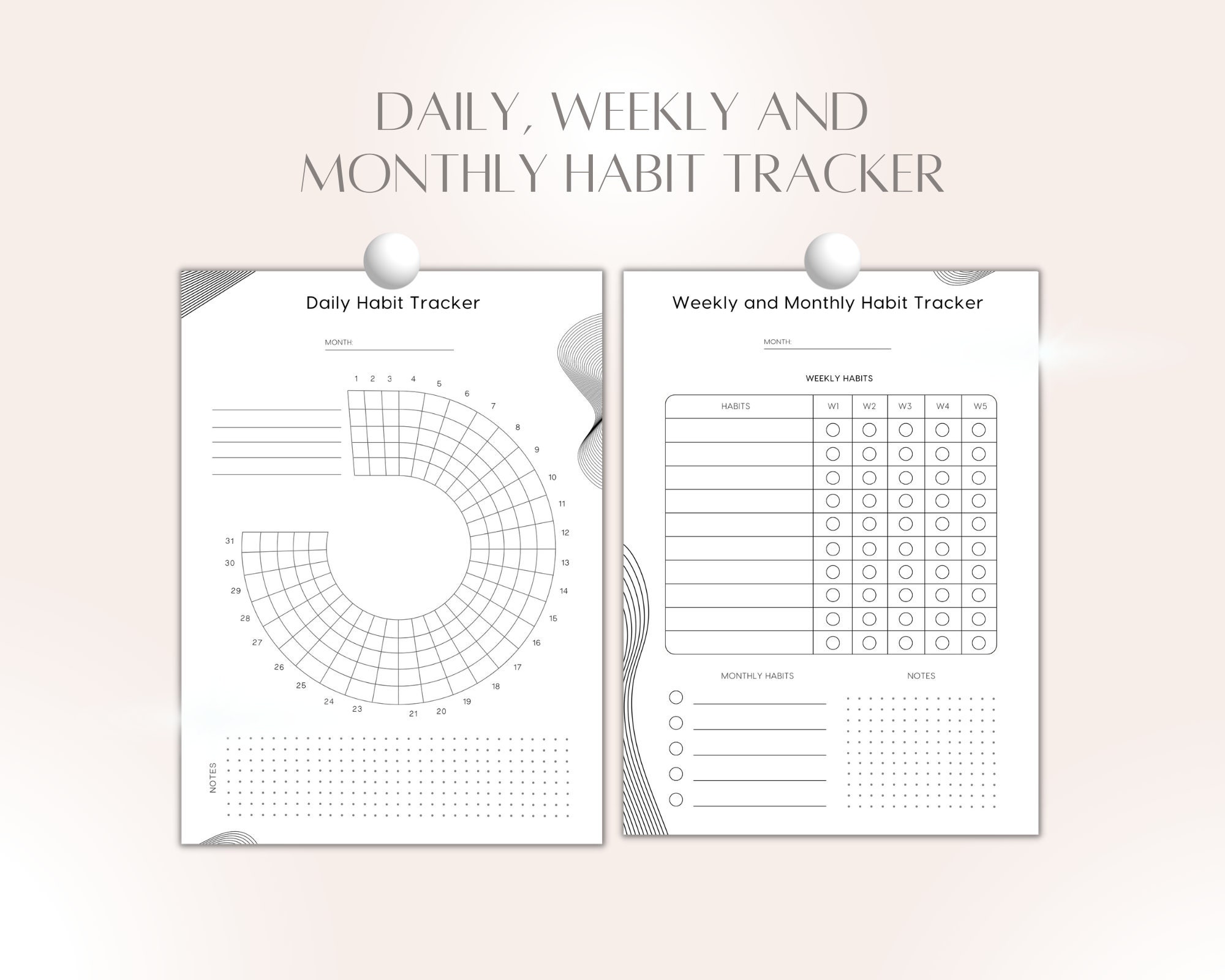 Habit Tracker Printable, Habit Tracker Digital Download, Healthy Habits ...
